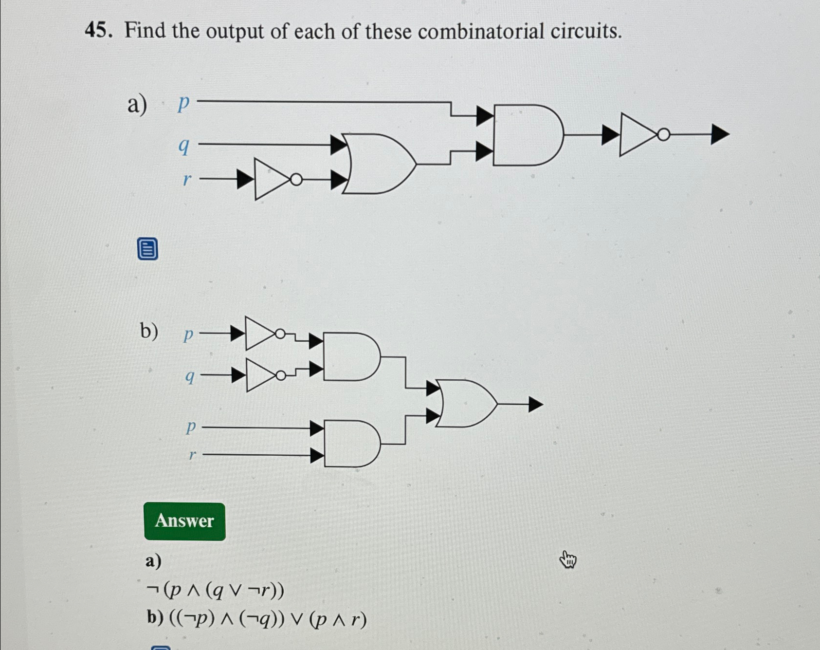 Find the output of each of these combinatorial | Chegg.com