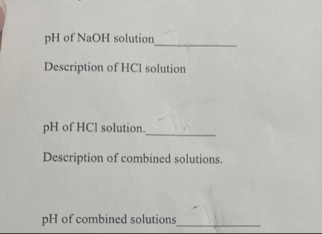 Solved pH of NaOH solution Description of HCl solutionpH of | Chegg.com