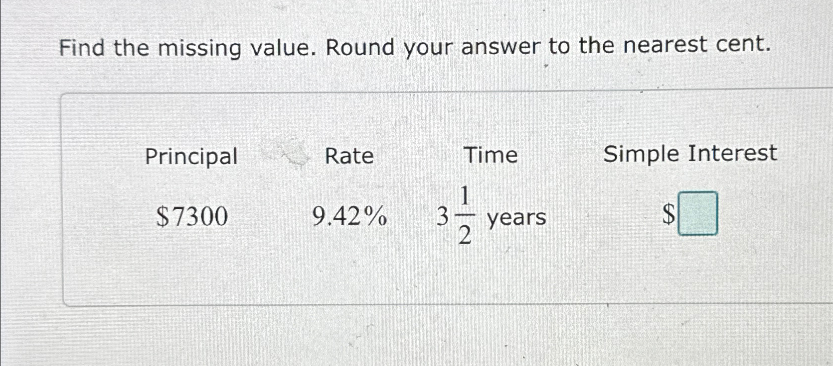 Solved Find the missing value. Round your answer to the | Chegg.com