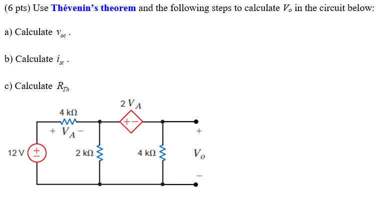 Solved Use Thévenin's theorem and the following steps to | Chegg.com