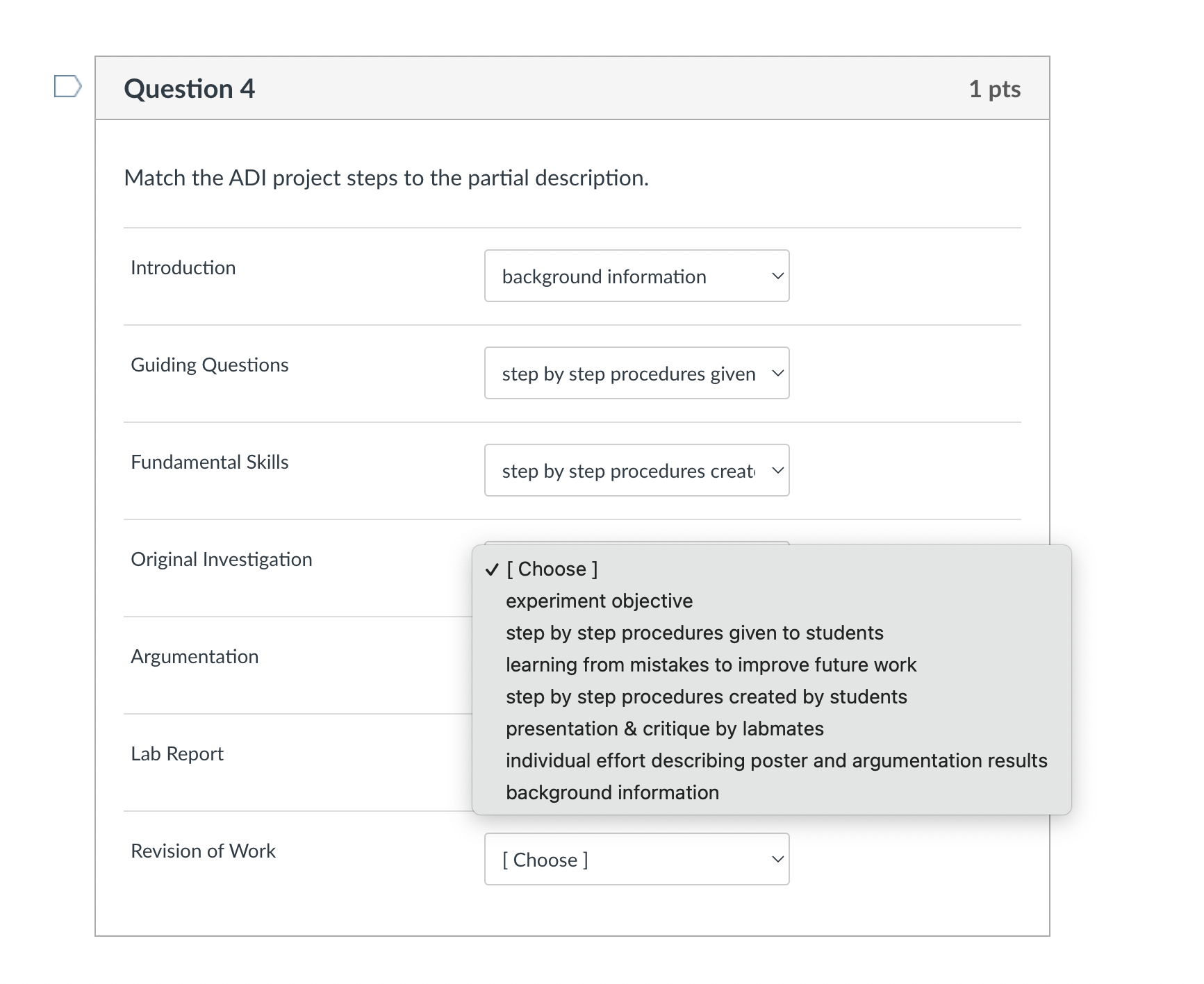 Solved Question 4Match the ADI project steps to the partial | Chegg.com