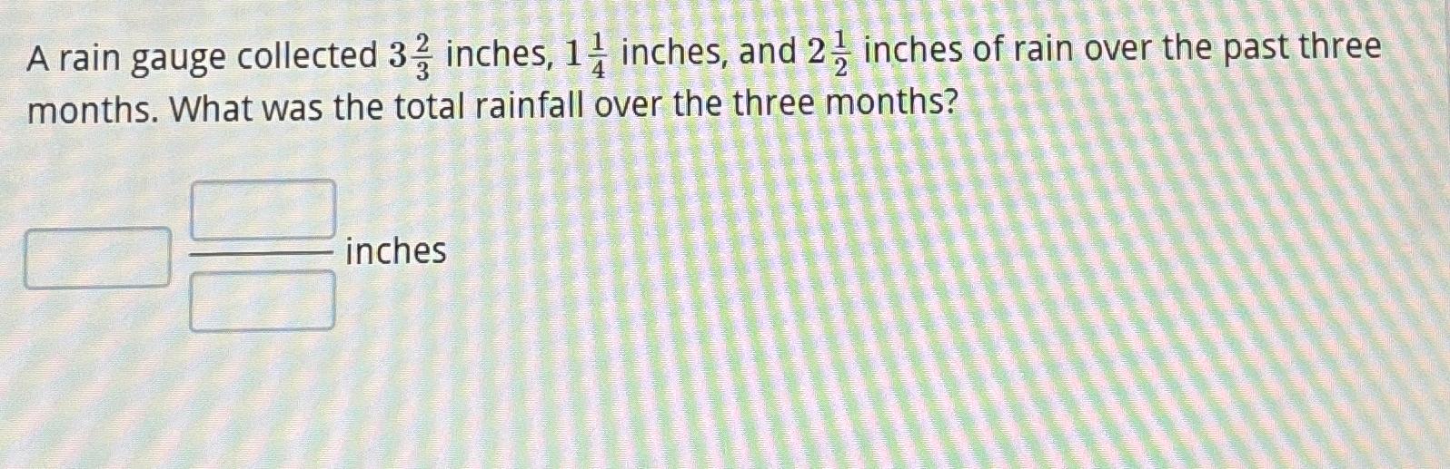 Solved A rain gauge collected 323 ﻿inches, 114 ﻿inches, and | Chegg.com