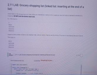 Solved 2.11 ﻿LAB: Grocery shopping list flinked list | Chegg.com