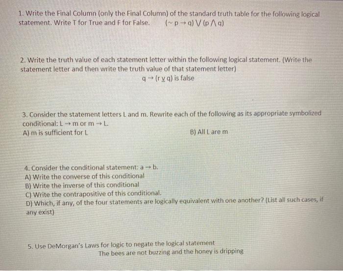 Solved 1. Write the Final Column (only the Final Column) of | Chegg.com