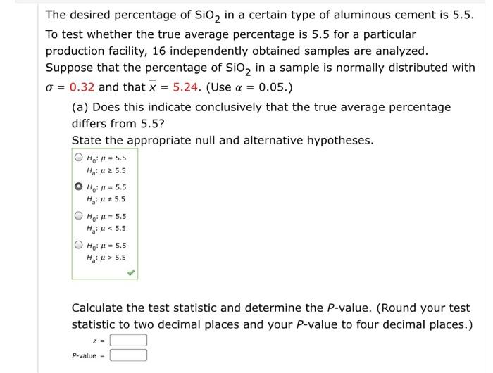 Solved The desired percentage of SiO2 in a certain type of | Chegg.com