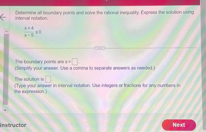 Solved Determine all boundary points and solve the rational | Chegg.com