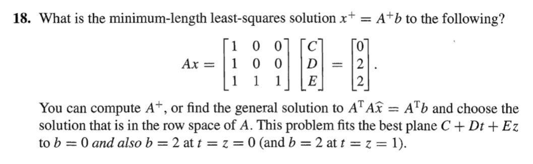 Solved What is the minimum-length least-squares solution | Chegg.com