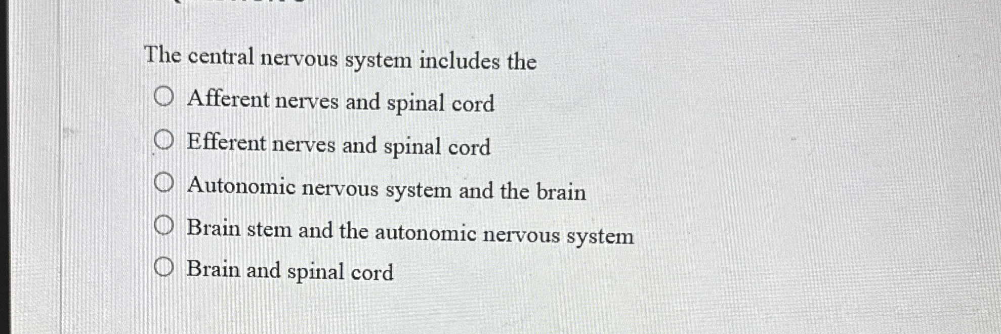 Solved The central nervous system includes theAfferent | Chegg.com