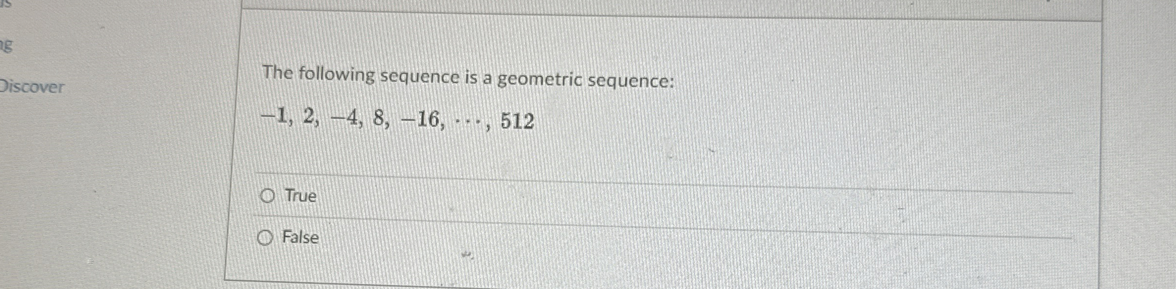 Solved The following sequence is a geometric | Chegg.com