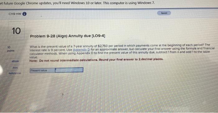Solved Problem 9-28 (Algo) Annulty due [LO9-4] What is the | Chegg.com