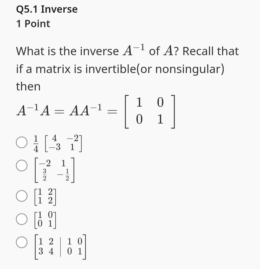 Solved Q5.2 Solving the equation 1 Point Use the Inverse | Chegg.com