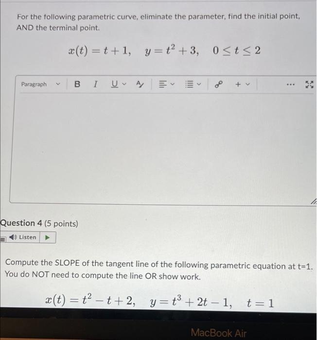 Solved For the following parametric curve, eliminate the | Chegg.com