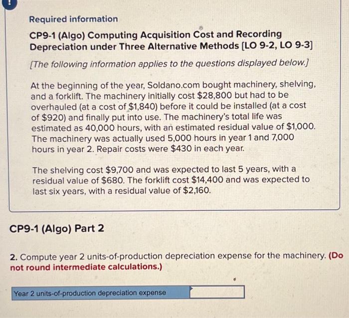 Solved Required information CP9-1 (Algo) Computing | Chegg.com