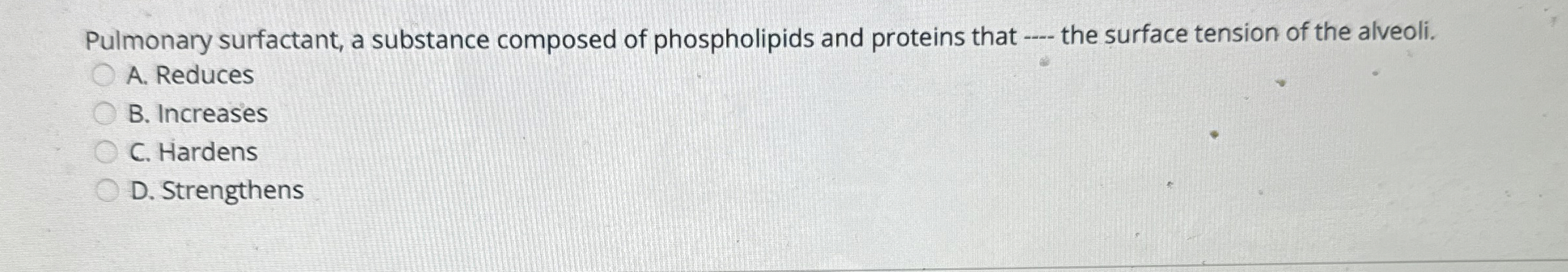 Solved Pulmonary surfactant, a substance composed of | Chegg.com