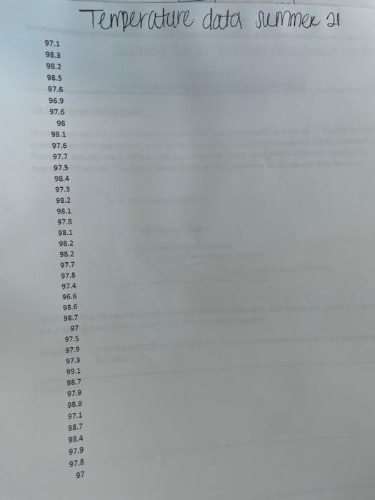 Solved a. Using the temperature data set, test the claim | Chegg.com