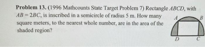 Solved B Problem 13. (1996 Mathcounts State Target Problem | Chegg.com