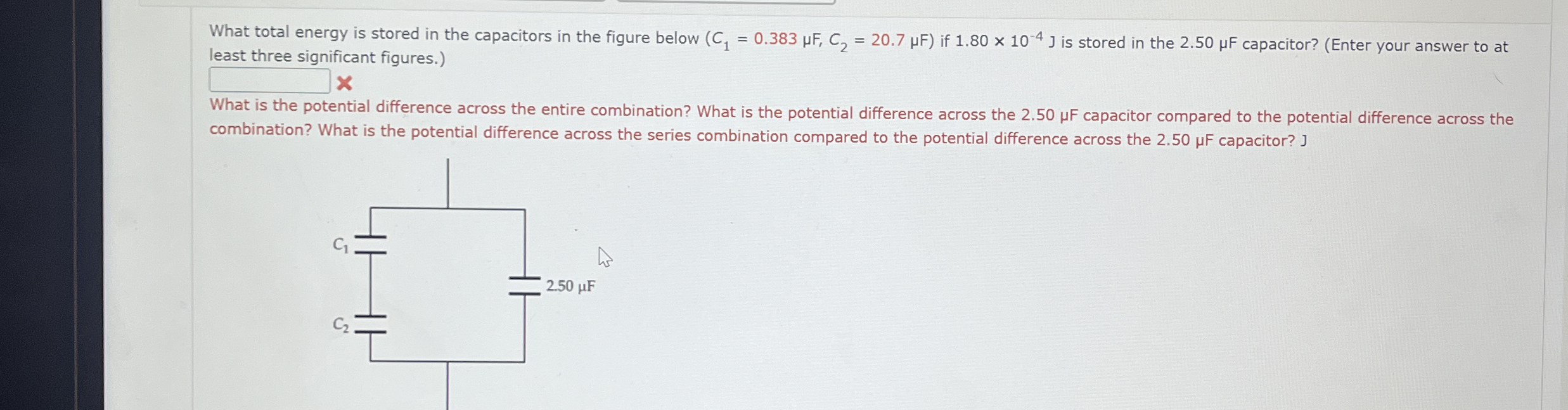 Solved What total energy is stored in the capacitors in the | Chegg.com