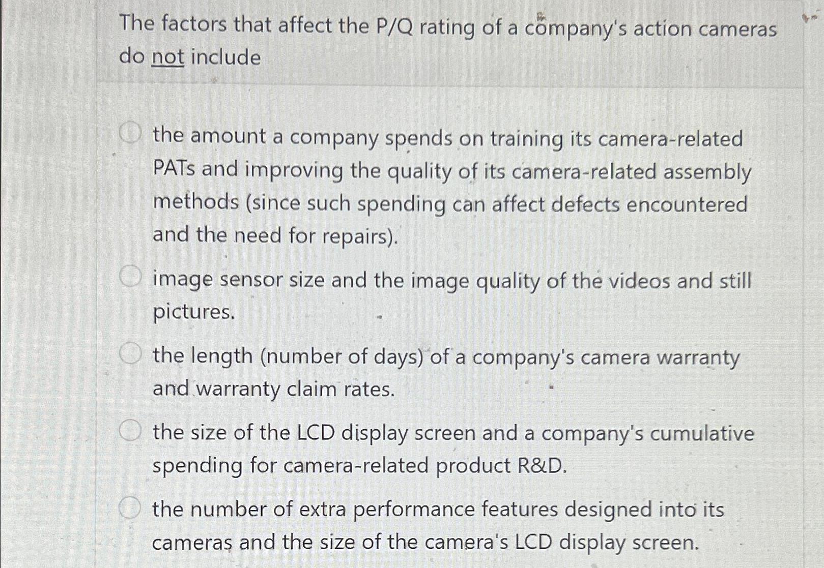 Solved The factors that affect the P/Q rating of a cômpany's | Chegg.com