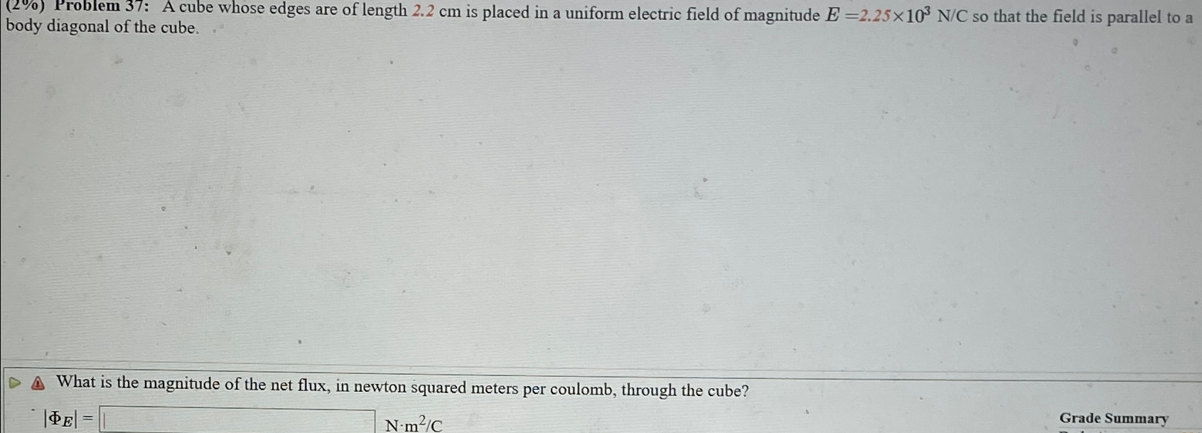 Solved ( 2% ﻿Problem 37: A cube whose edges are of length | Chegg.com