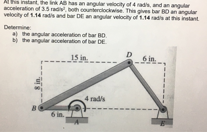Solved At this instant, the link AB has an angular velocity | Chegg.com