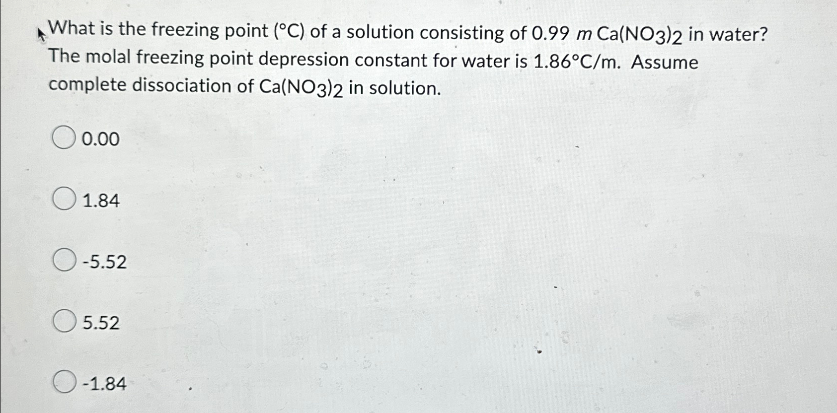 Solved What is the freezing point (°C) ﻿of a solution | Chegg.com