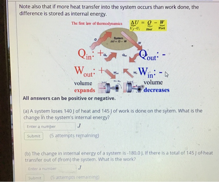 Solved: First Law Of Thermodynamics - Sign Convention The ... | Chegg.com