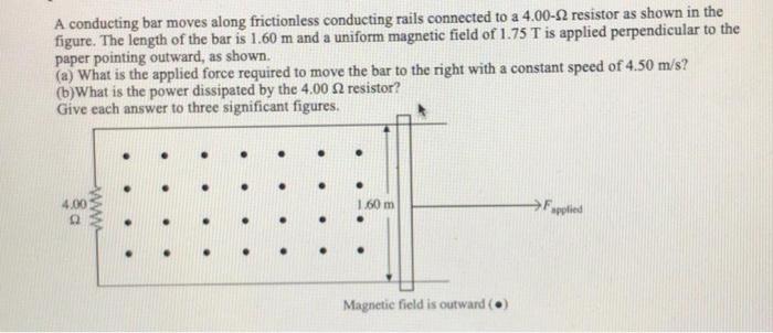 Solved A conducting bar moves along frictionless conducting | Chegg.com