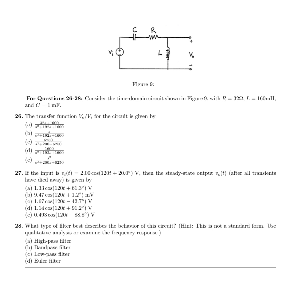 1.gure %.For Questions 26-28: Consider the | Chegg.com