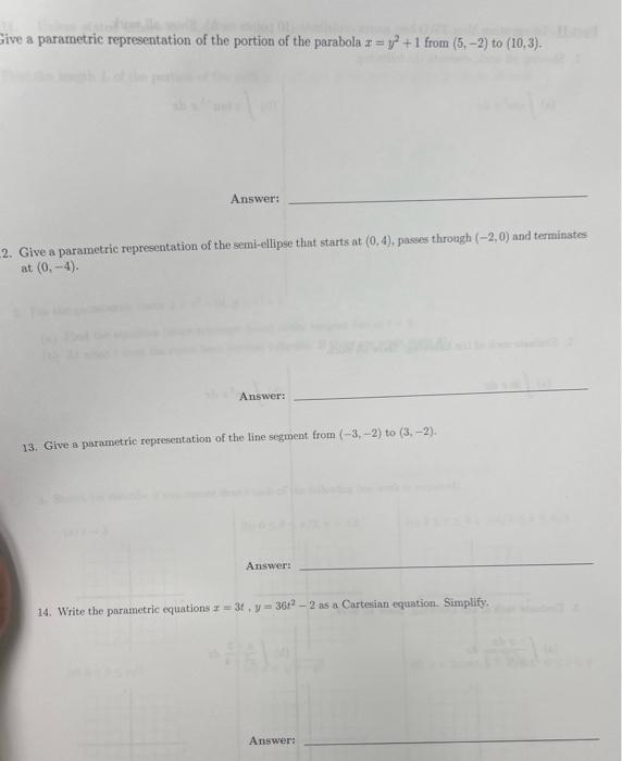 Solved Give a parametric representation of the portion of | Chegg.com