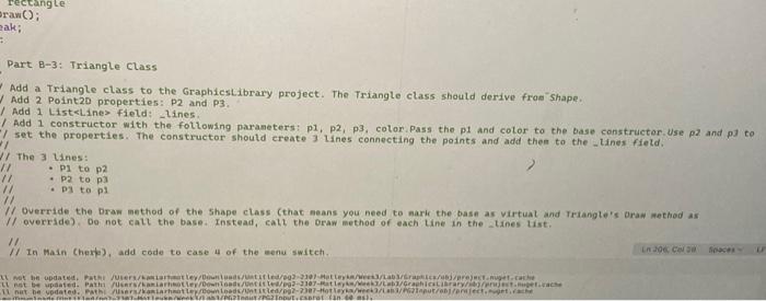 Solved Part B−3 : Triangle Class Add a Triangle class to the | Chegg.com