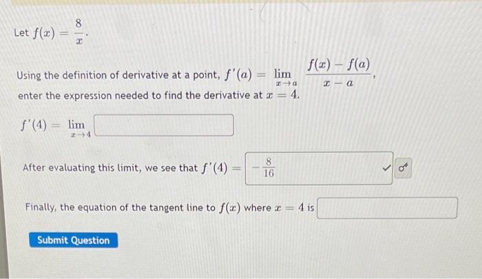 Solved 8 Let f(3) = Using the definition of derivative at a | Chegg.com