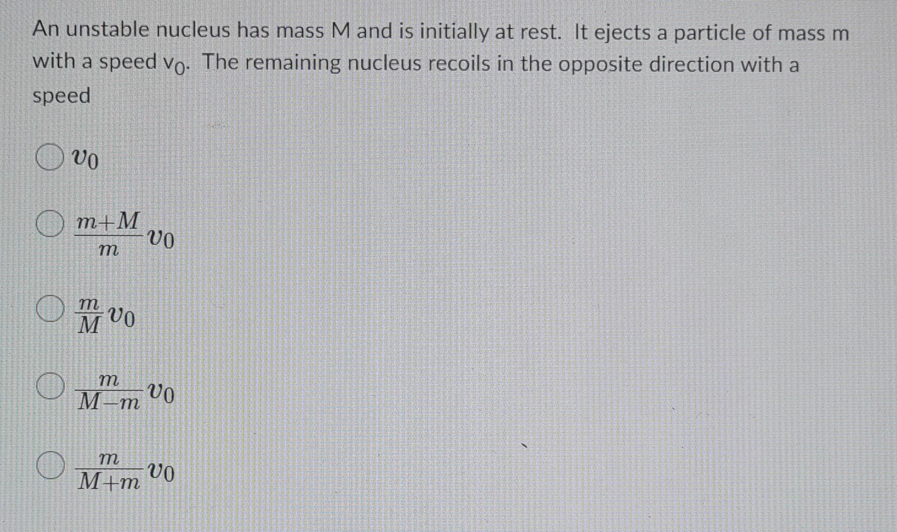 Solved An unstable nucleus has mass Mand is initially at | Chegg.com