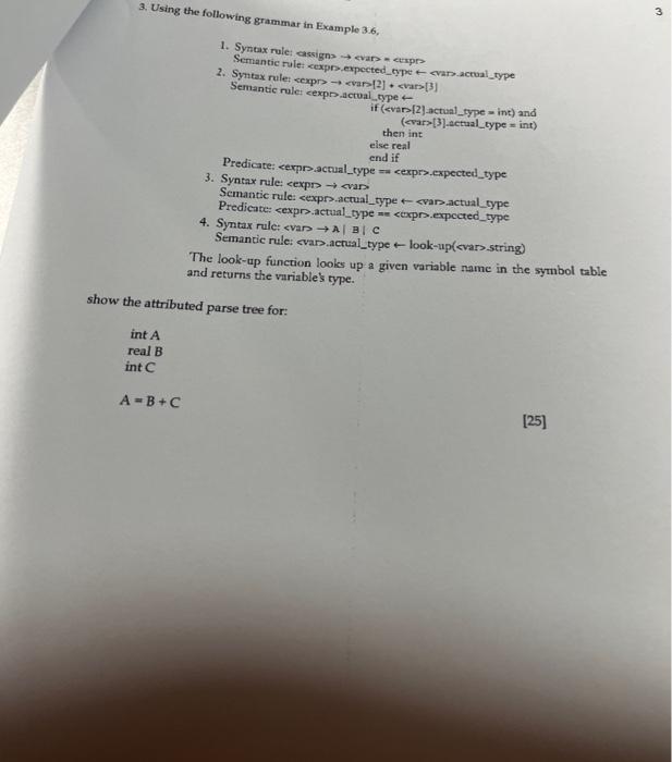 Solved 3. Using the following grammar in Example 3.6, 3 1. | Chegg.com