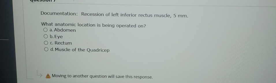 Documentation: Recession of left inferior rectus | Chegg.com