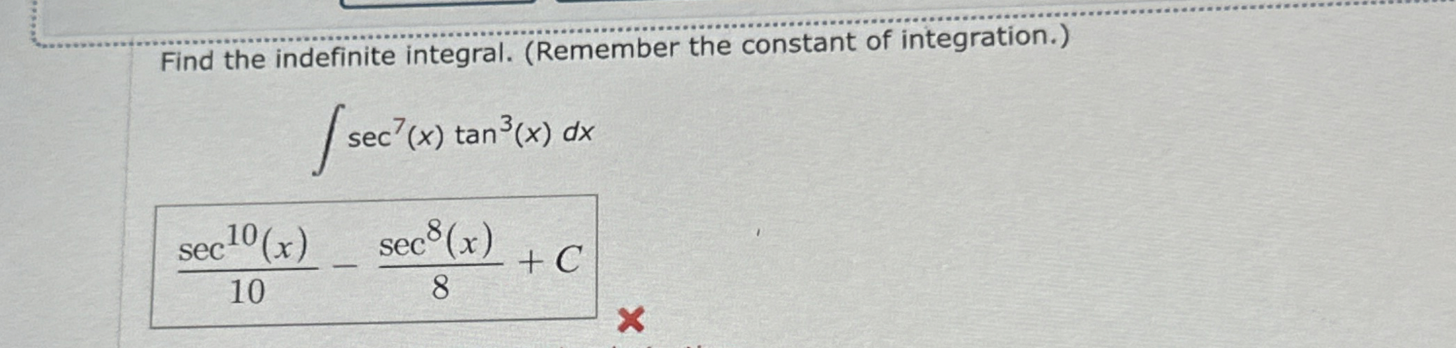 Solved Find the indefinite integral. (Remember the constant | Chegg.com