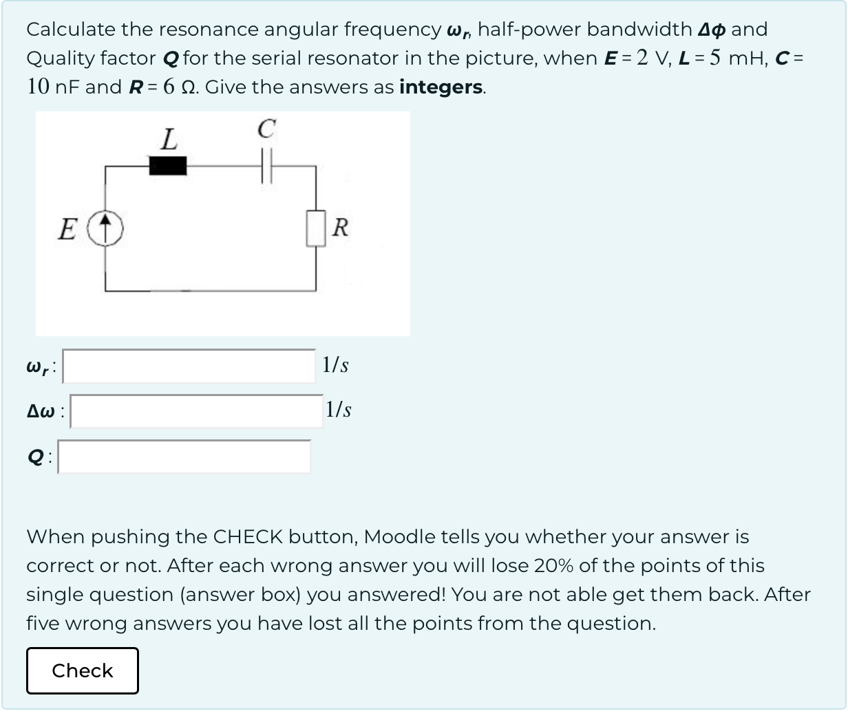 Solved Calculate the resonance angular frequency ωr, | Chegg.com
