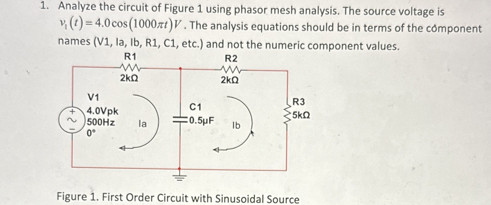 Solved Analyze the circuit of Figure 1 ﻿using phasor mesh | Chegg.com