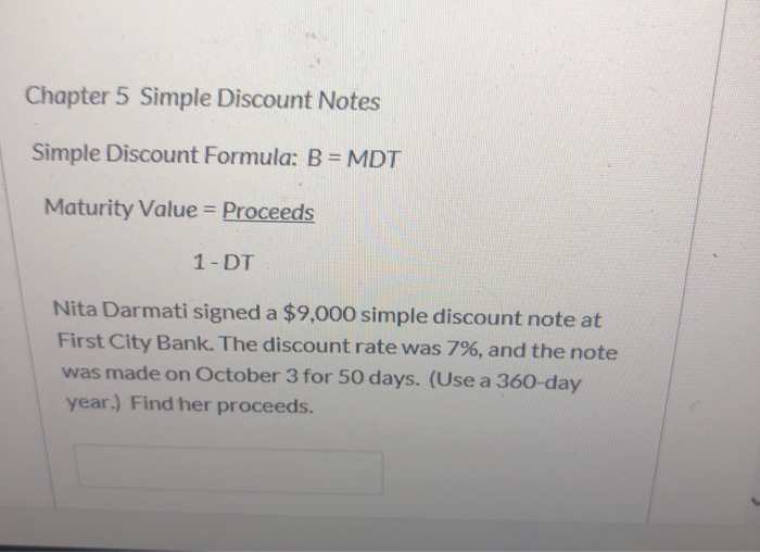 Solved Chapter 5 Simple Discount Notes Simple Discount | Chegg.com