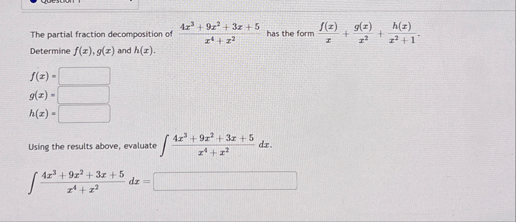 Solved The partial fraction decomposition of | Chegg.com
