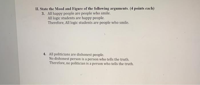 Solved II. State the Mood and Figure of the following | Chegg.com