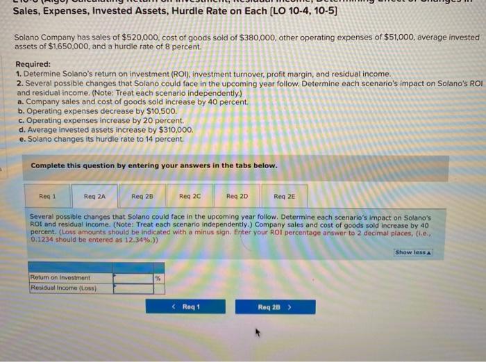 Solved E10-6 (Algo) Calculating Return on Investment, | Chegg.com