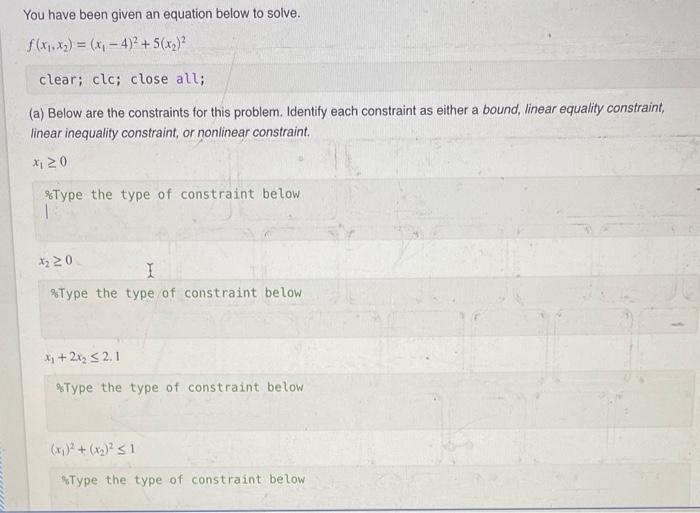 Solved You have been given an equation below to solve. | Chegg.com