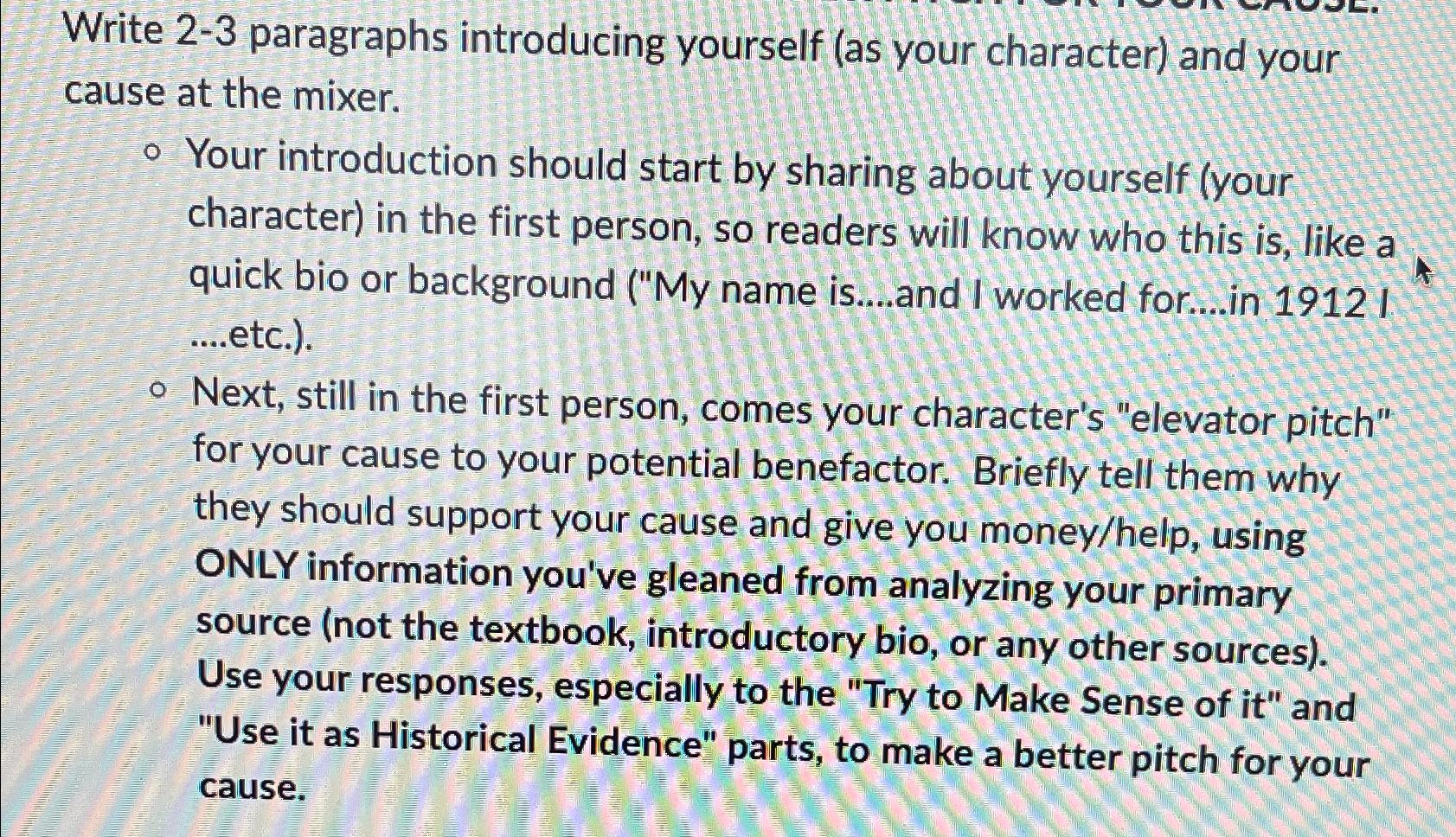 Solved Write 2-3 ﻿paragraphs introducing yourself (as your | Chegg.com
