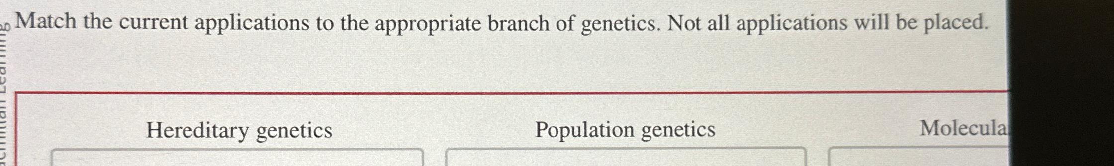 Solved Match the current applications to the appropriate | Chegg.com