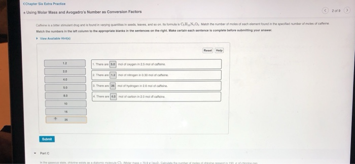 Solved Chaghr a Practice Using Molar Mass and Avogadro's | Chegg.com