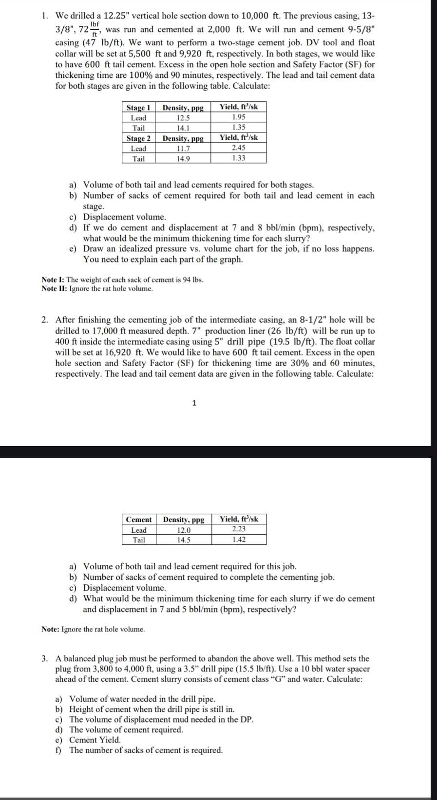 Solved We drilled a 12.25 " ﻿vertical hole section down to | Chegg.com