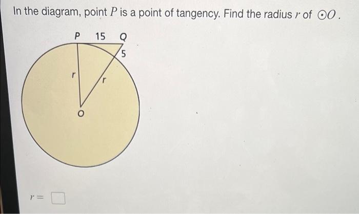 Solved In the diagram, point P is a point of tangency. Find | Chegg.com