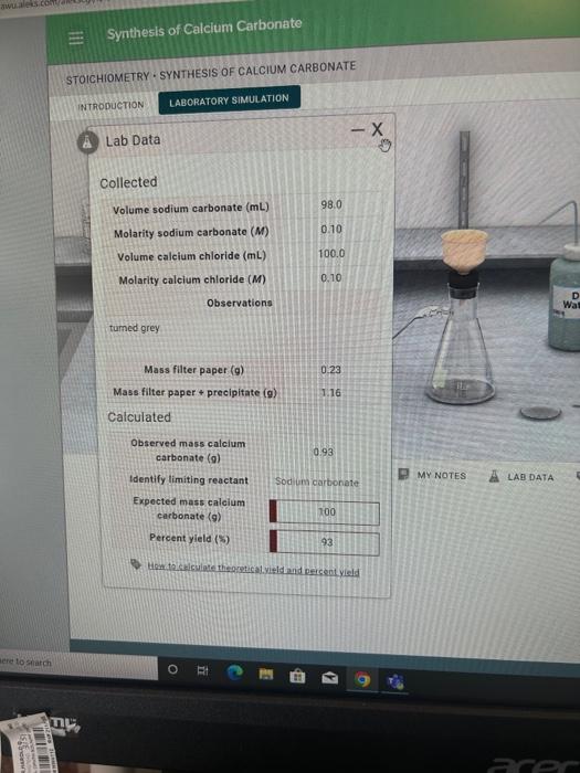 Solved what is the expected mass of calcium carbonate. what | Chegg.com