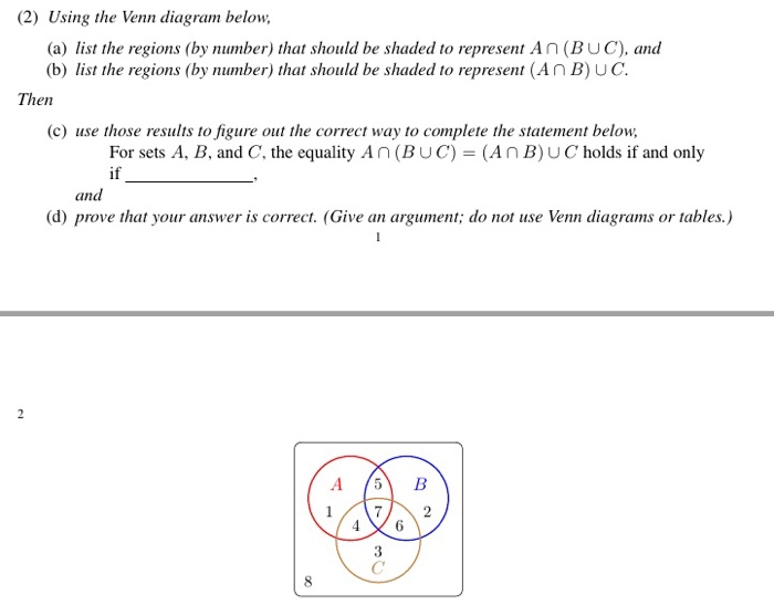 Solved (2) Using the Venn diagram below, (a) list the | Chegg.com