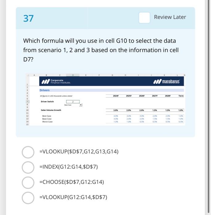 37 Review Later Which formula will you use in cell | Chegg.com